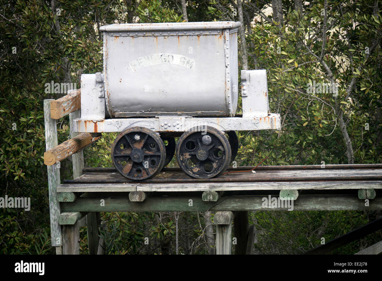 Ore cart at Bendigo gold mine in the Knysna Forest, part of the Garden ...