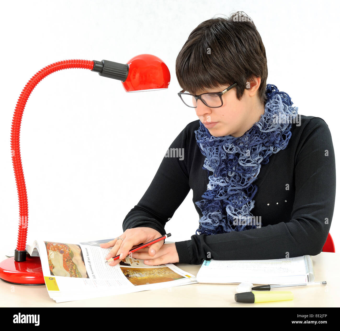 Student engaged in reading Stock Photo - Alamy