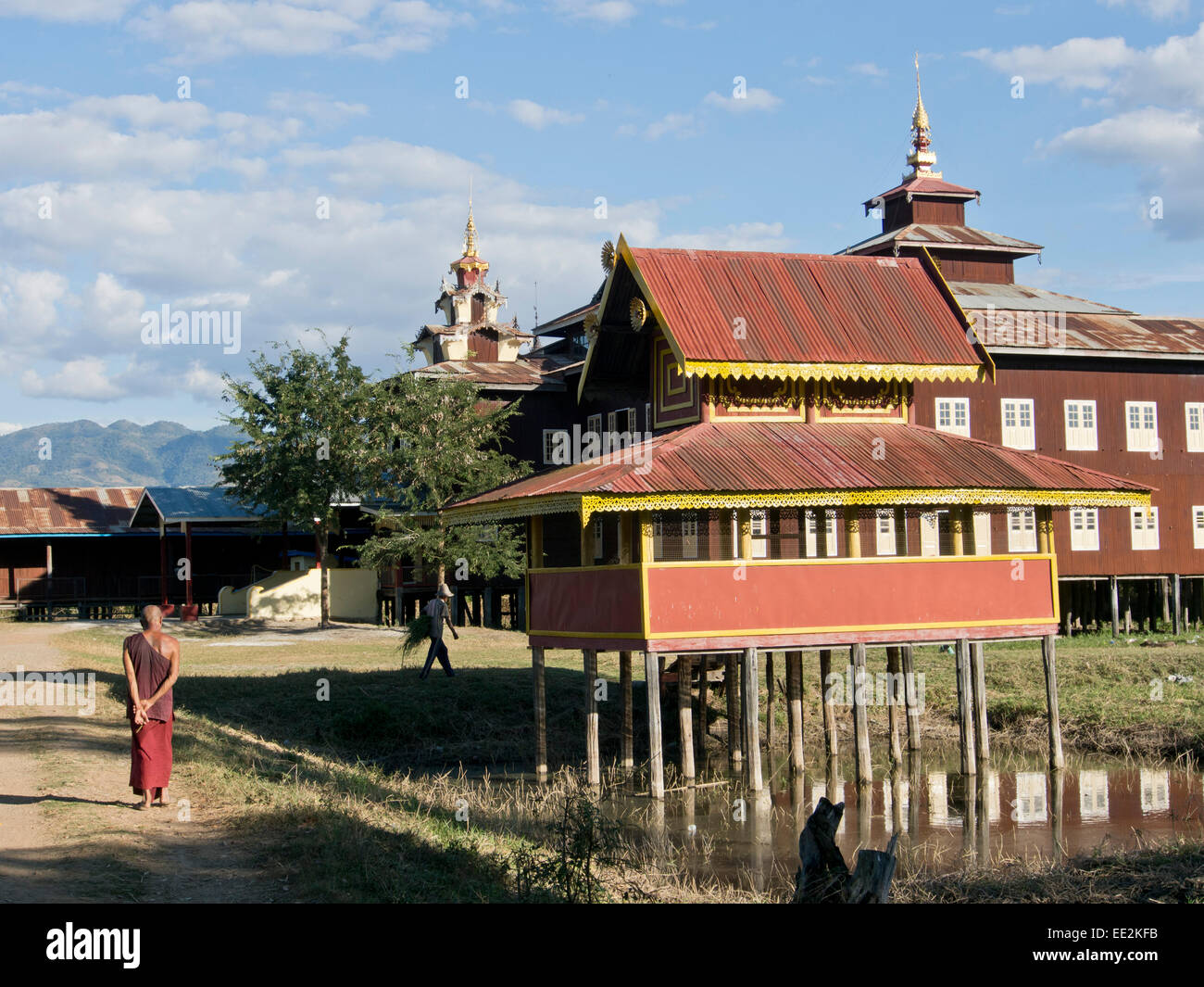 Buddhist monastery in Inle lake, Shan state, Myanmar Stock Photo - Alamy