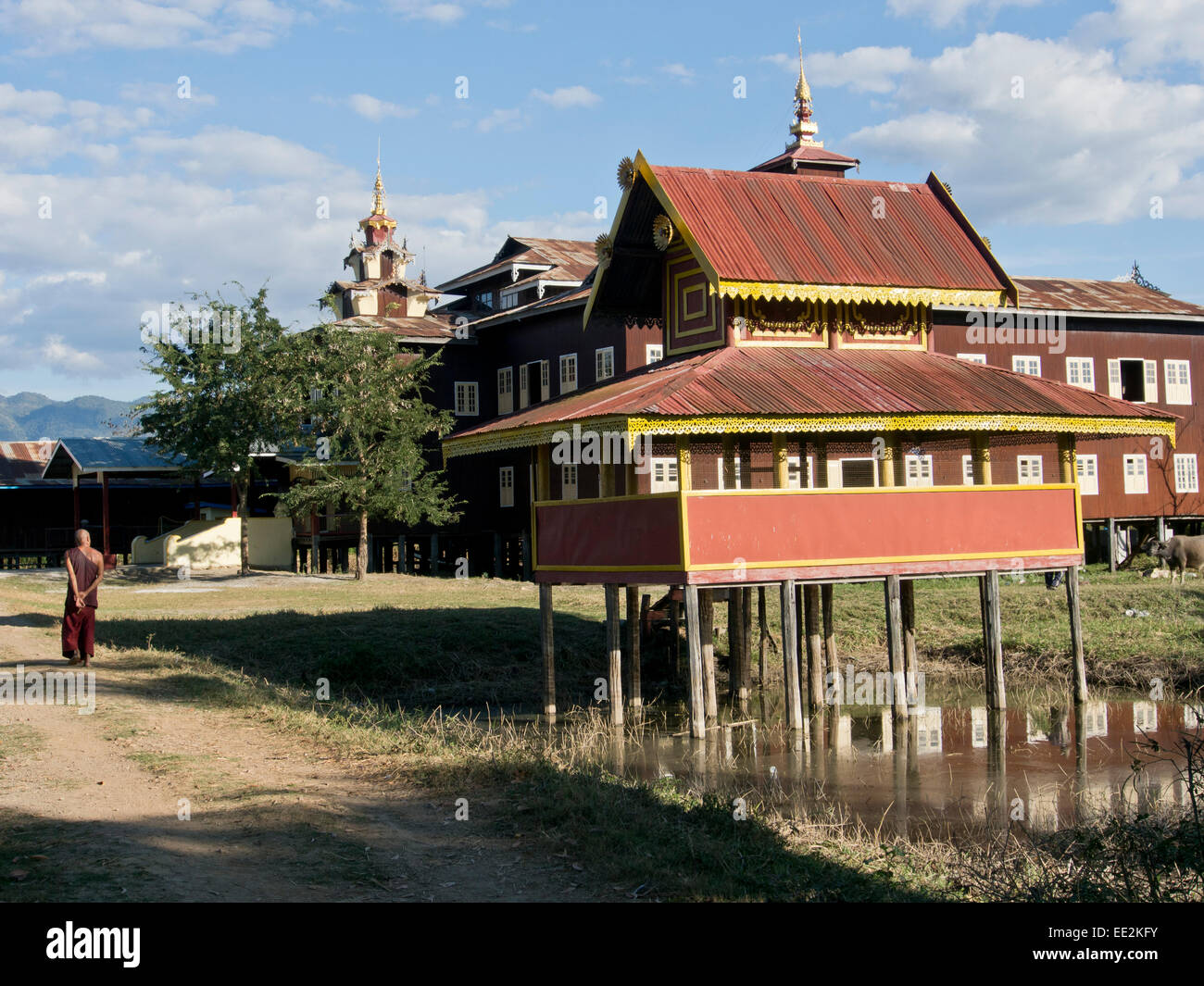 Buddhist monastery in Inle lake, Shan state, Myanmar Stock Photo - Alamy