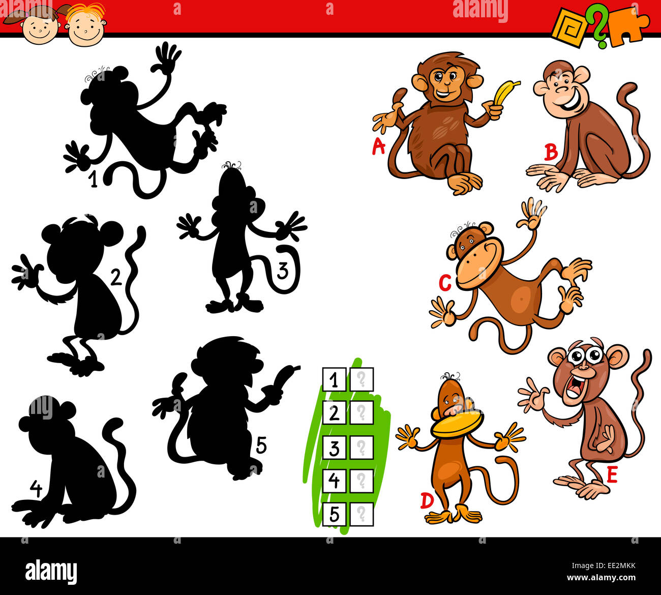 Cartoon Illustration of Education Shadow Matching Game for Preschool ...