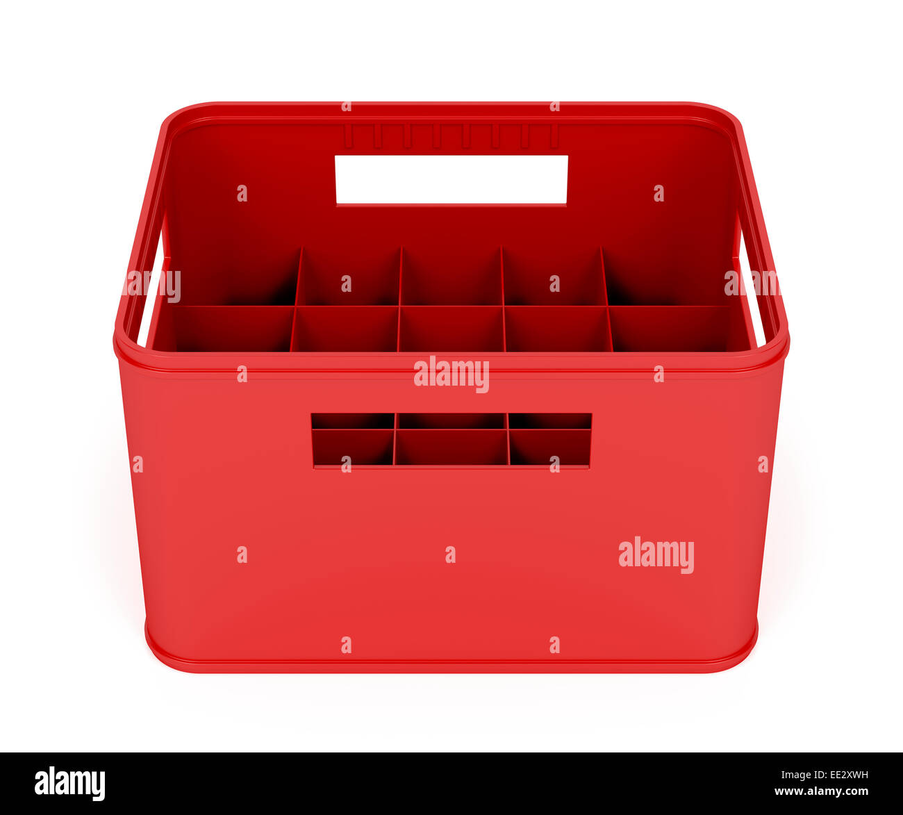 Red plastic crate on white background Stock Photo - Alamy