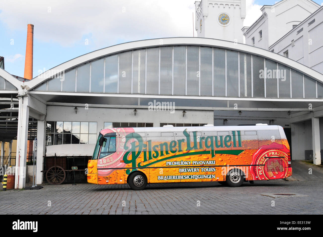 Tour Bus at the Pilsner Urquell Brewery, Czech Republic Stock Photo - Alamy
