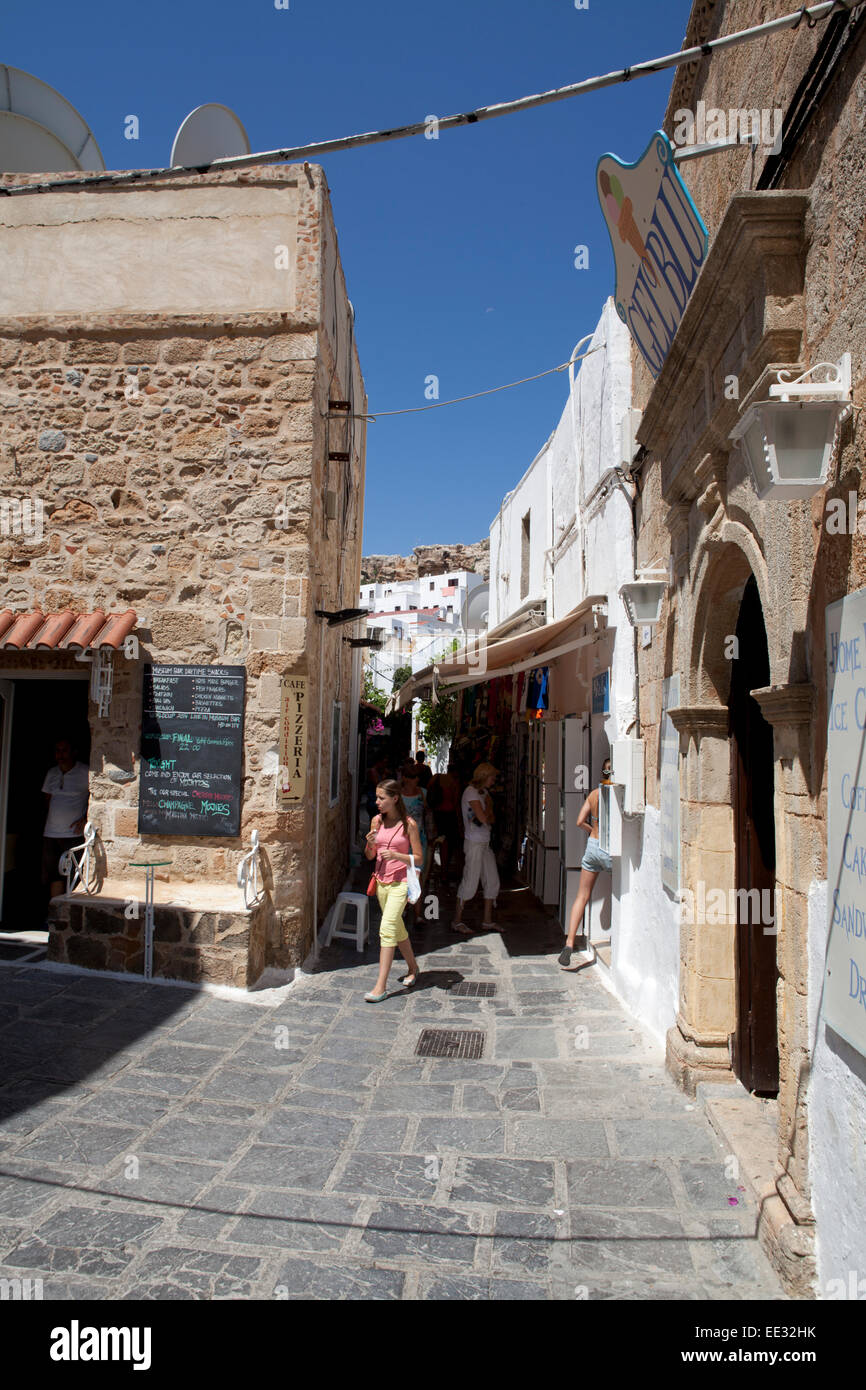 Shops in village lindos greece hi-res stock photography and images - Alamy