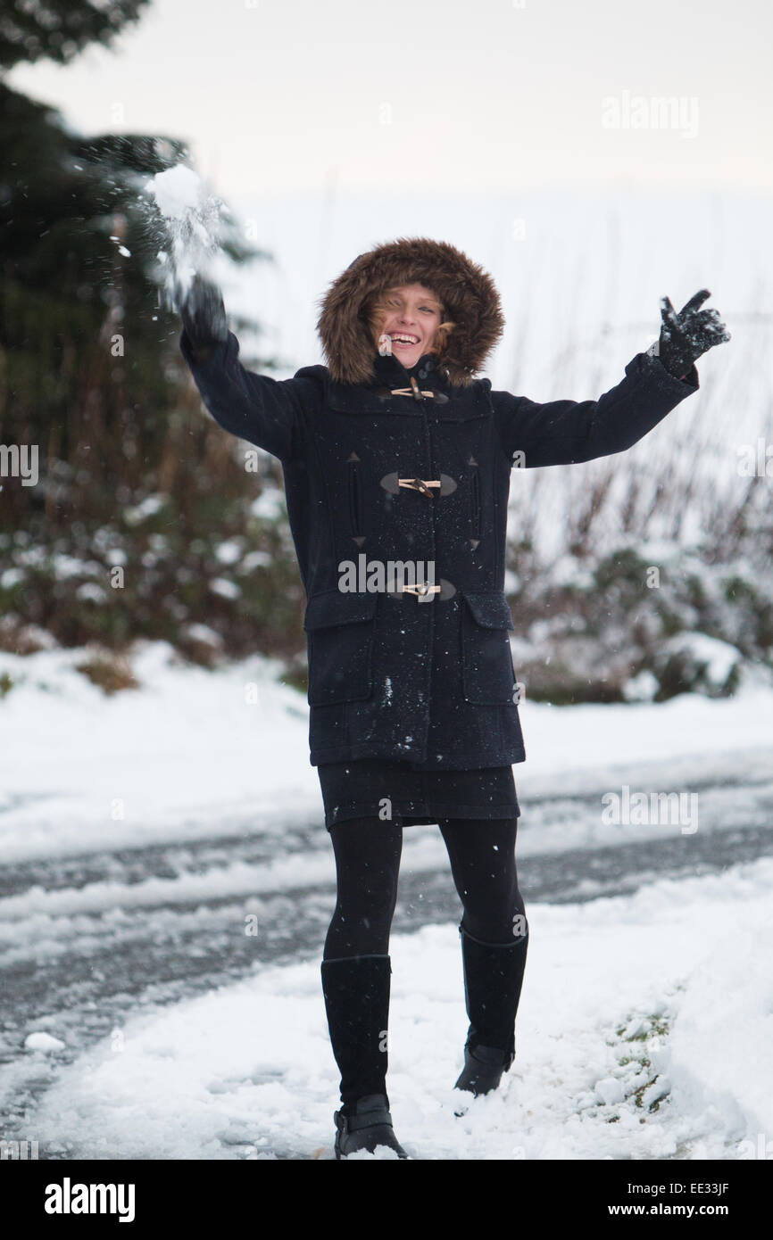 Aberystwyth, Wales, UK. 13th Jan, 2015. Michaela Freeman has fun in the ...