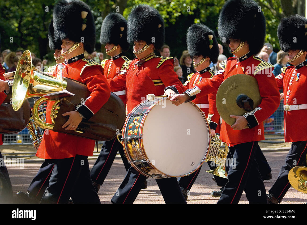 The band of the Welsh Guards marches down the Mall on its way to the ...