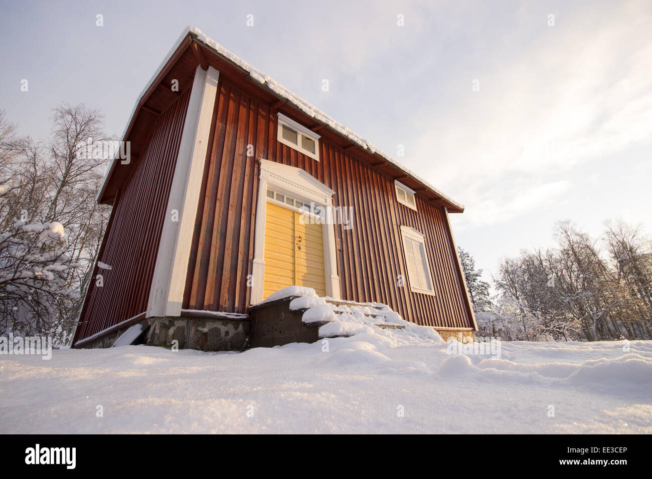 Traditional Swedish House in Winter Stock Photo - Alamy