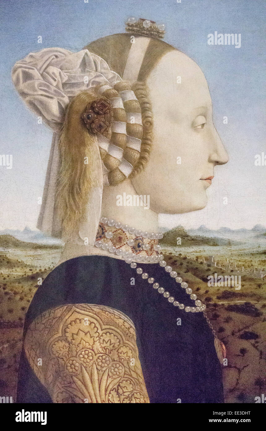 portrait of the Duchess of Urbino, Battista Sforza, by Piero della ...