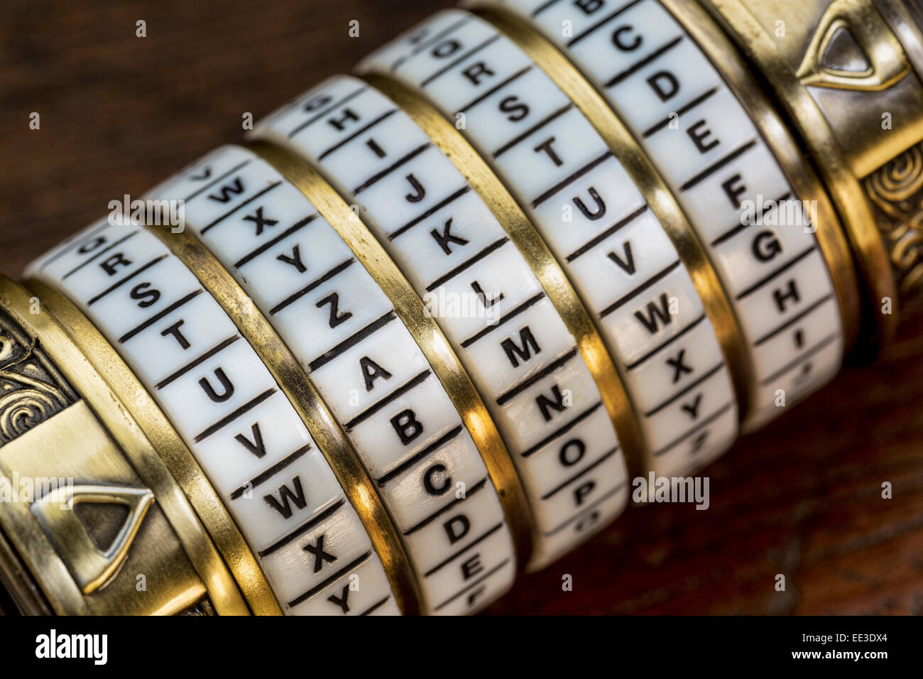 value word as a password to combination puzzle box with rings of ...