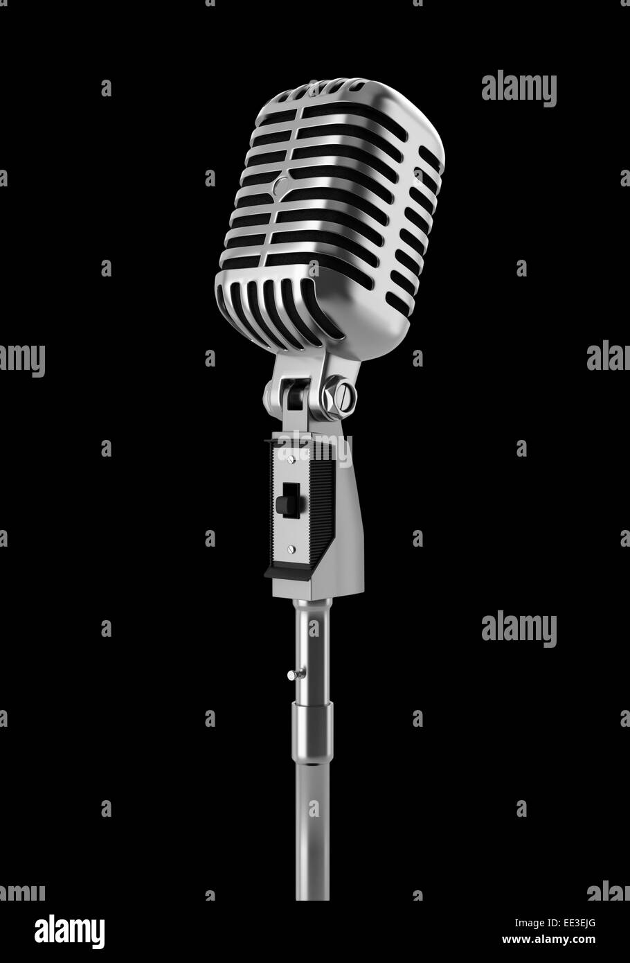 vintage microphone isolated on black background Stock Photo - Alamy