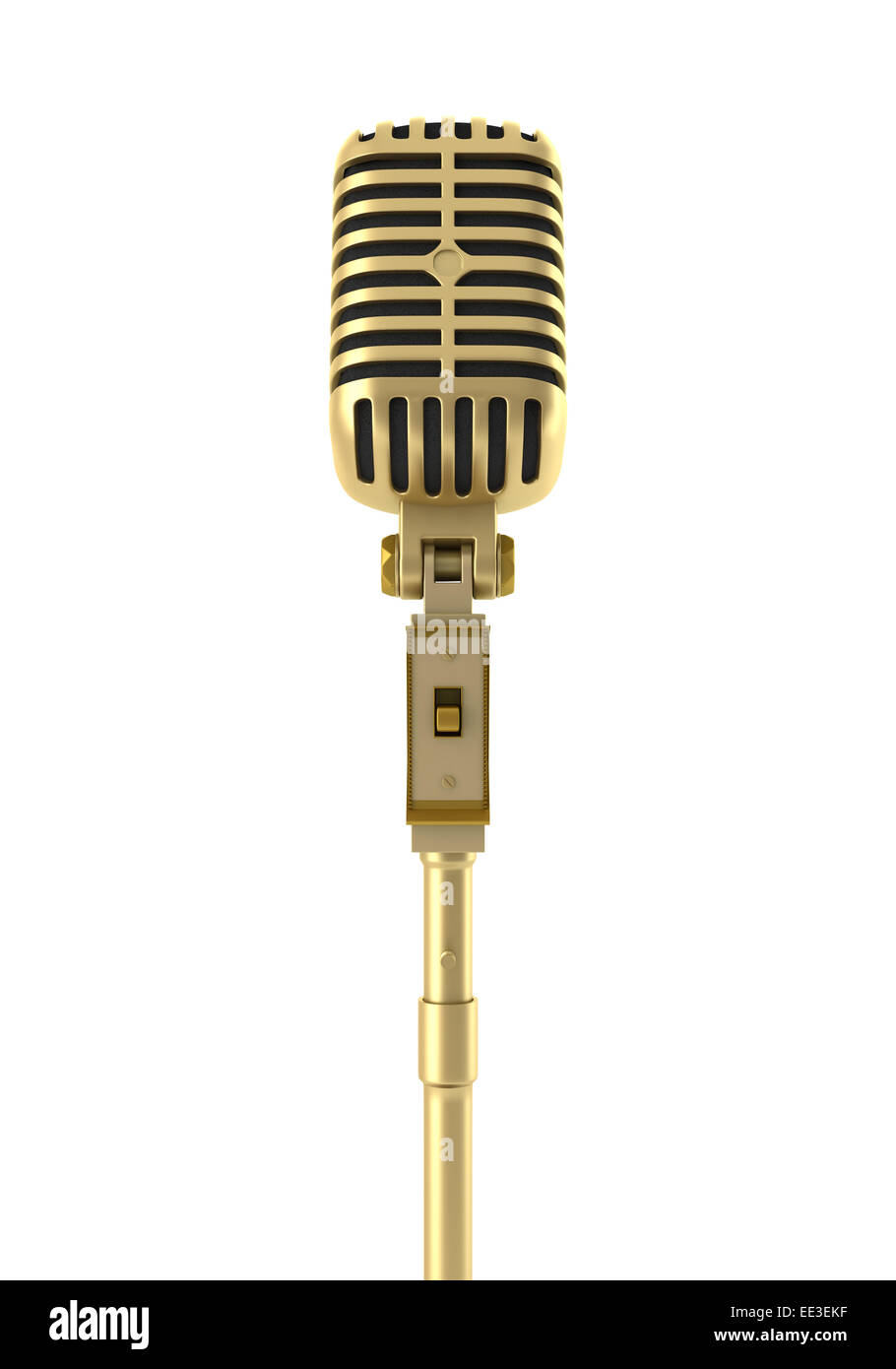 golden vintage microphone isolated on white background Stock Photo - Alamy