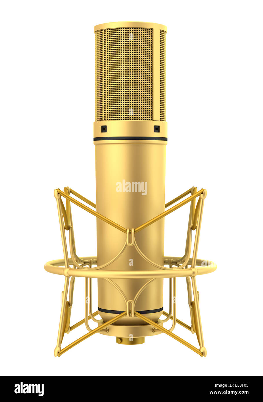 golden studio microphone isolated on white background Stock Photo - Alamy