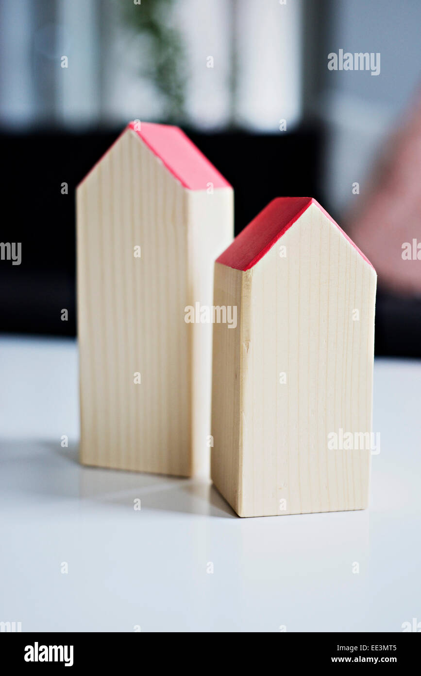 Wooden toy houses, close-up Stock Photo - Alamy