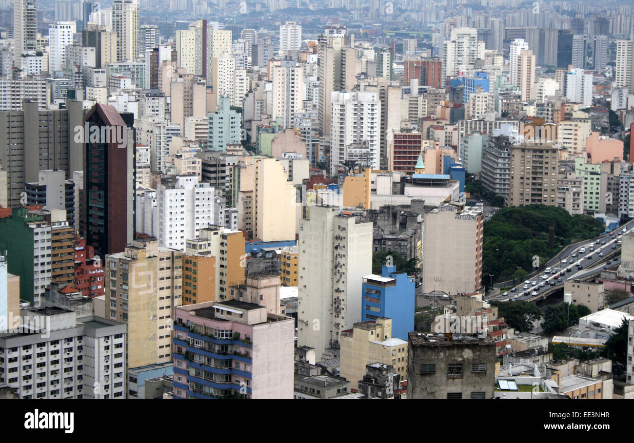 A cityscape of the Brazilian city of Sao Paulo, the most populated city ...