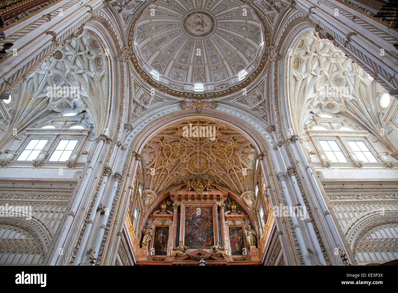 Cathedral interior, ceiling above altar, inside the Mezquita (Great ...
