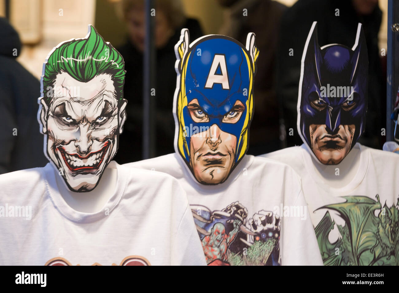 Face masks of superheroes Stock Photo - Alamy