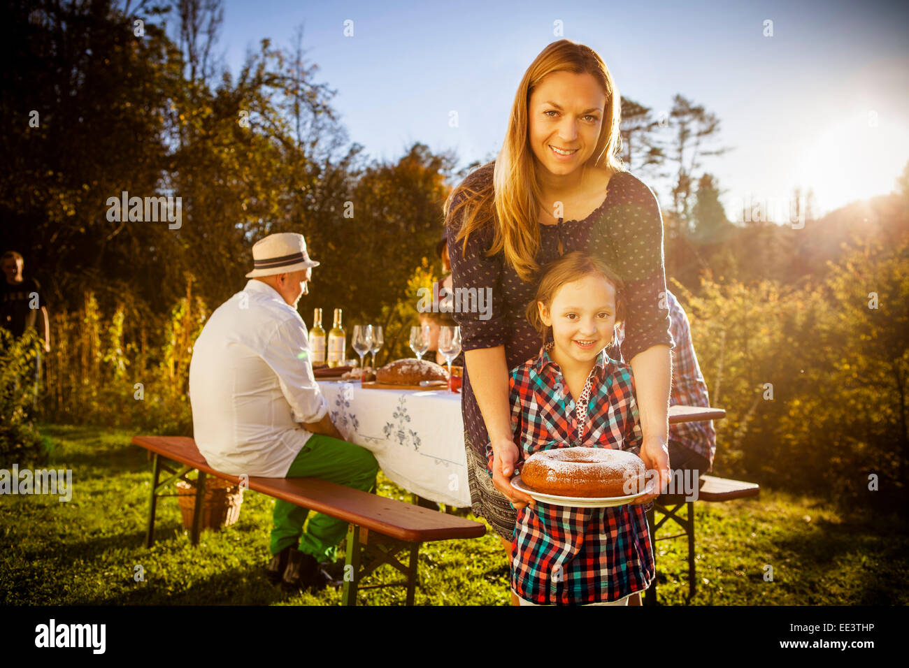 Family having a picnic in the garden, Munich, Bavaria, Germany Stock ...