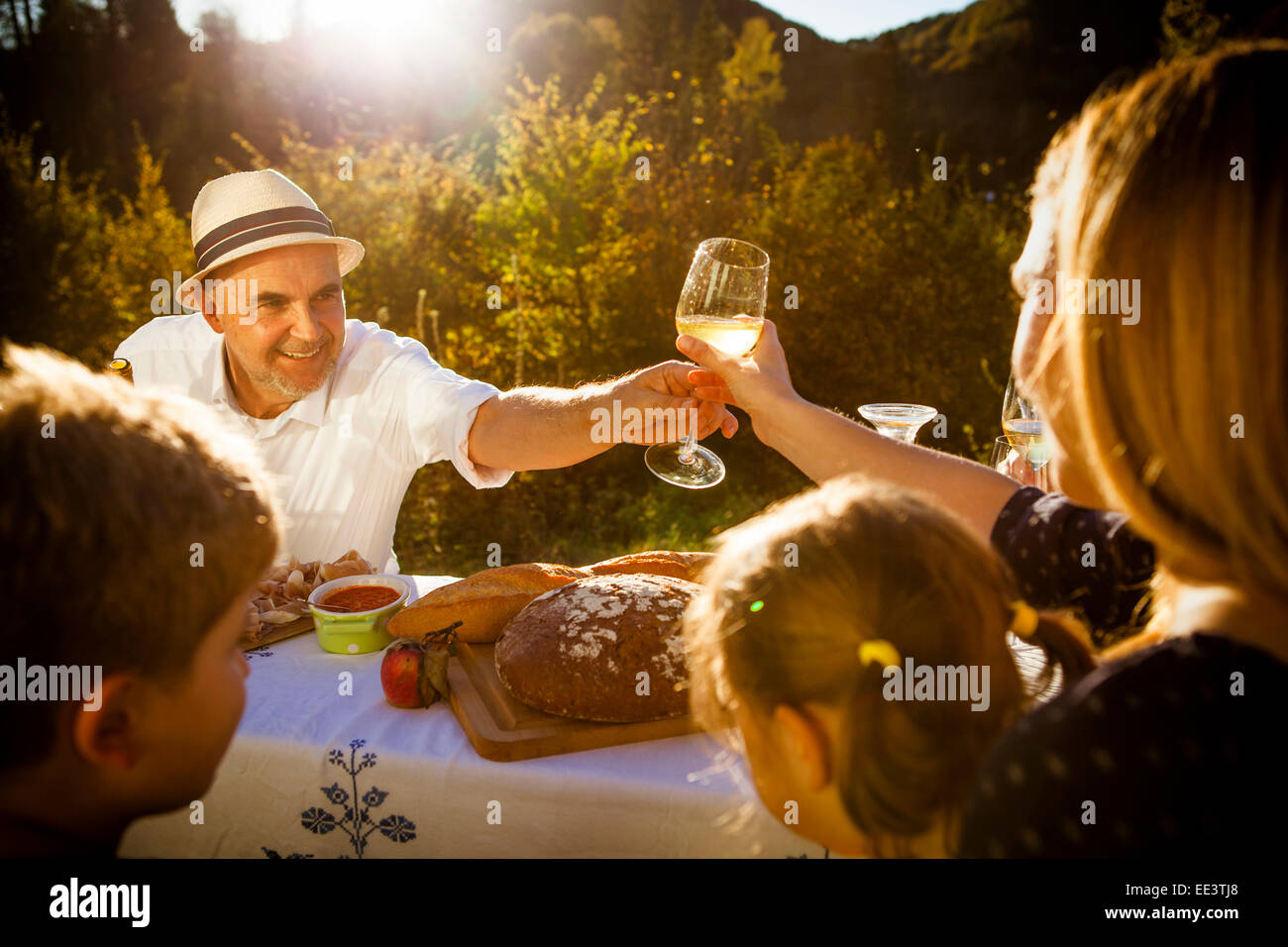 Family having a picnic in the garden, Munich, Bavaria, Germany Stock ...