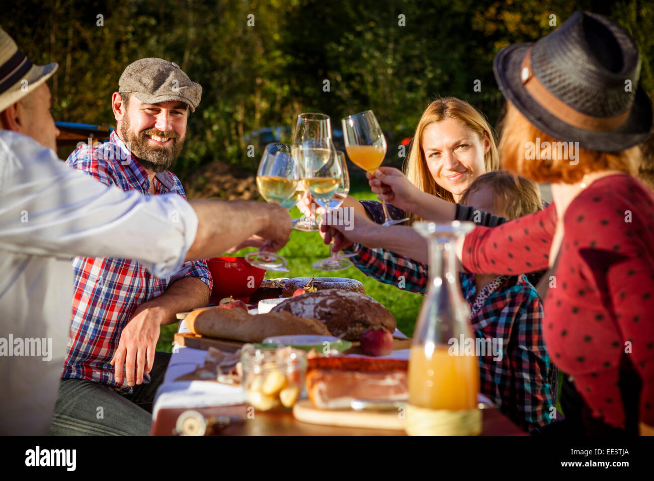 Family having a picnic in the garden, Munich, Bavaria, Germany Stock ...