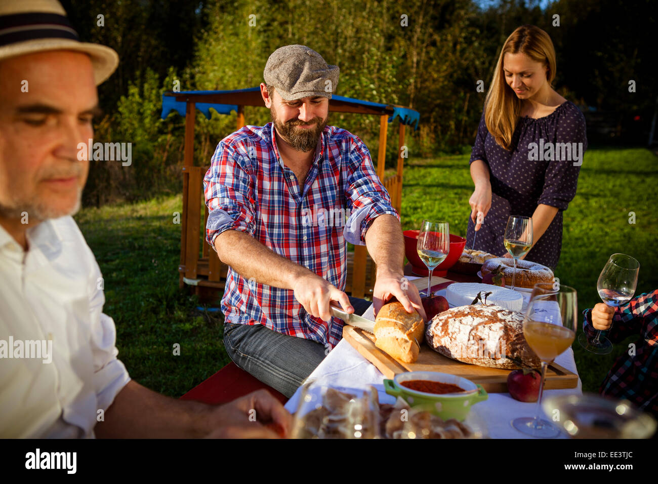 Family having a picnic in the garden, Munich, Bavaria, Germany Stock ...
