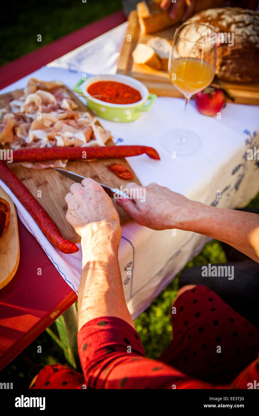 Family having a picnic in the garden, Munich, Bavaria, Germany Stock ...