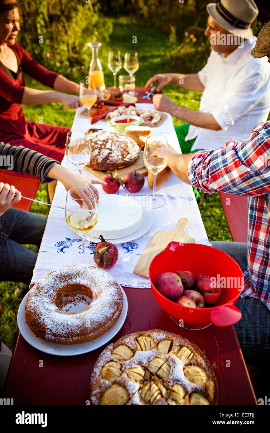 Family having a picnic in the garden, Munich, Bavaria, Germany Stock ...