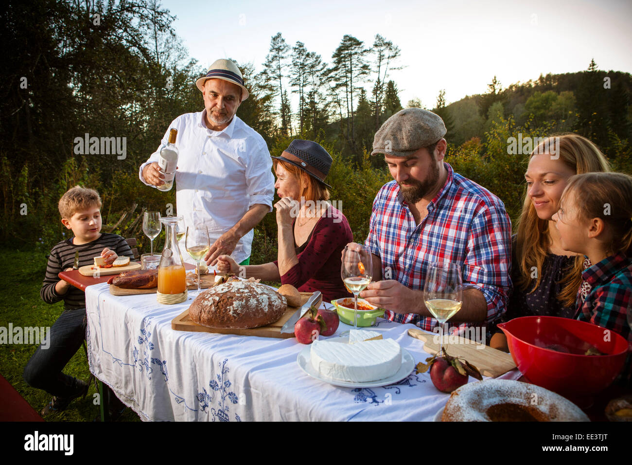Family having a picnic in the garden, Munich, Bavaria, Germany Stock ...