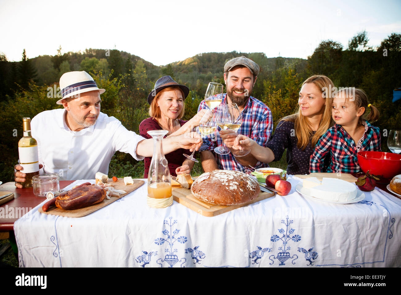 Family having a picnic in the garden, Munich, Bavaria, Germany Stock ...