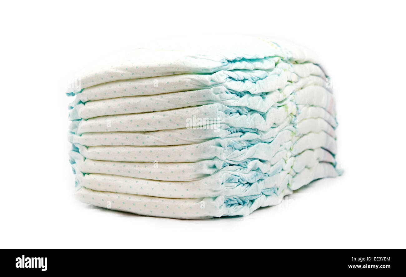 stack of diapers isolated on white background Stock Photo - Alamy