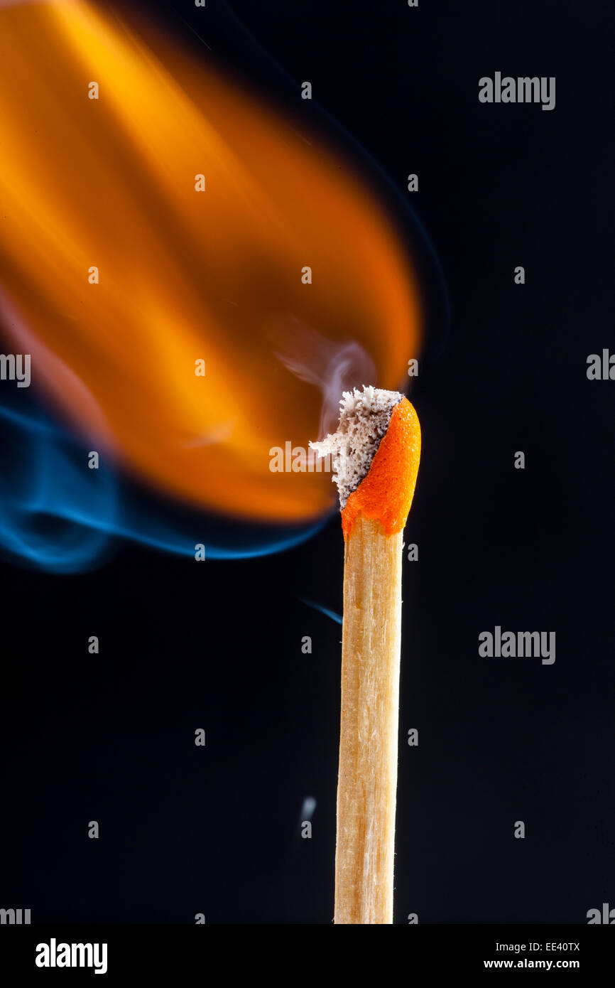 Match just ignited, flame at the match head Stock Photo - Alamy