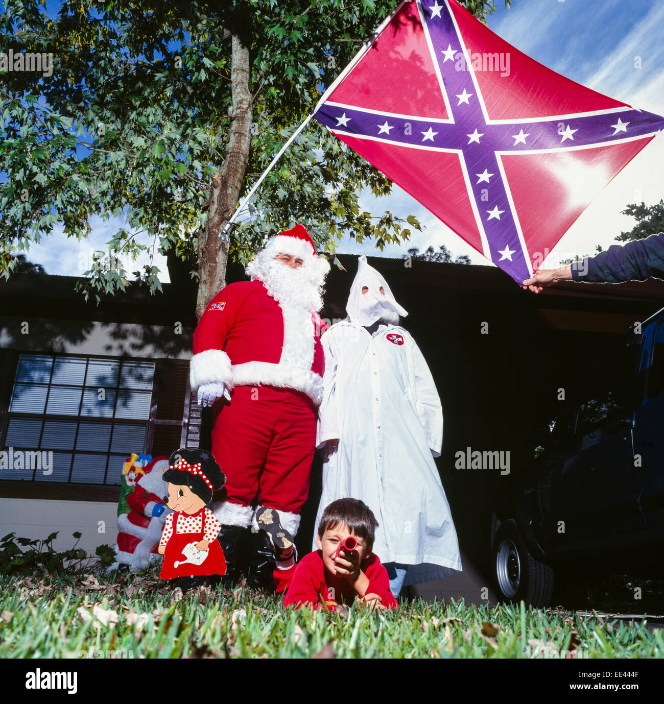 MELBOURNE, U.S. – MARCH 1: Members of Ku Klux Klan protest outside of a ...