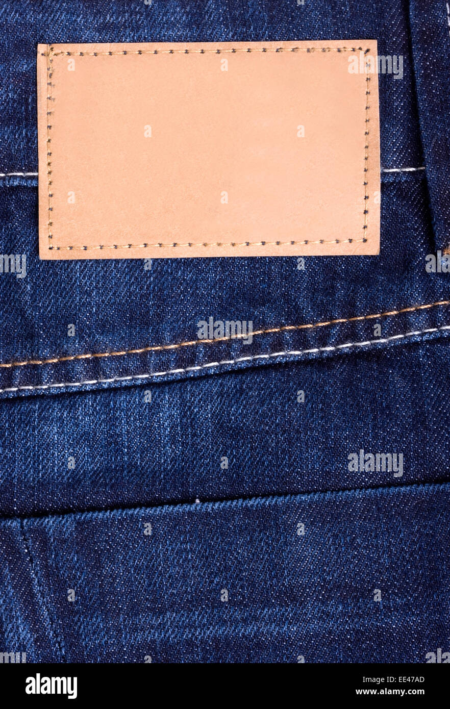 Jeans Label Dark Denim closeup Stock Photo - Alamy