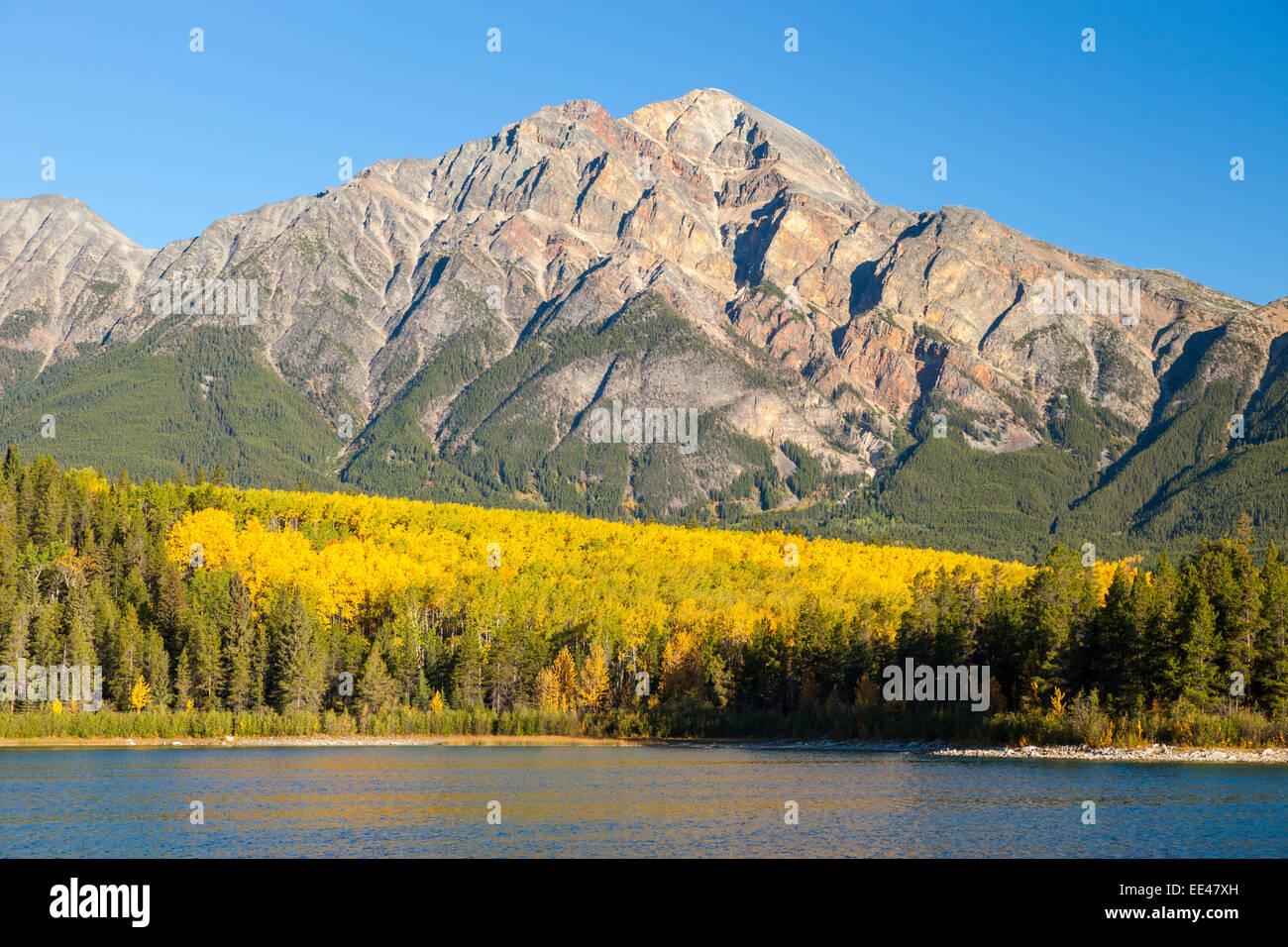 Pyramid Peak in Jasper National Park during autumn Stock Photo - Alamy
