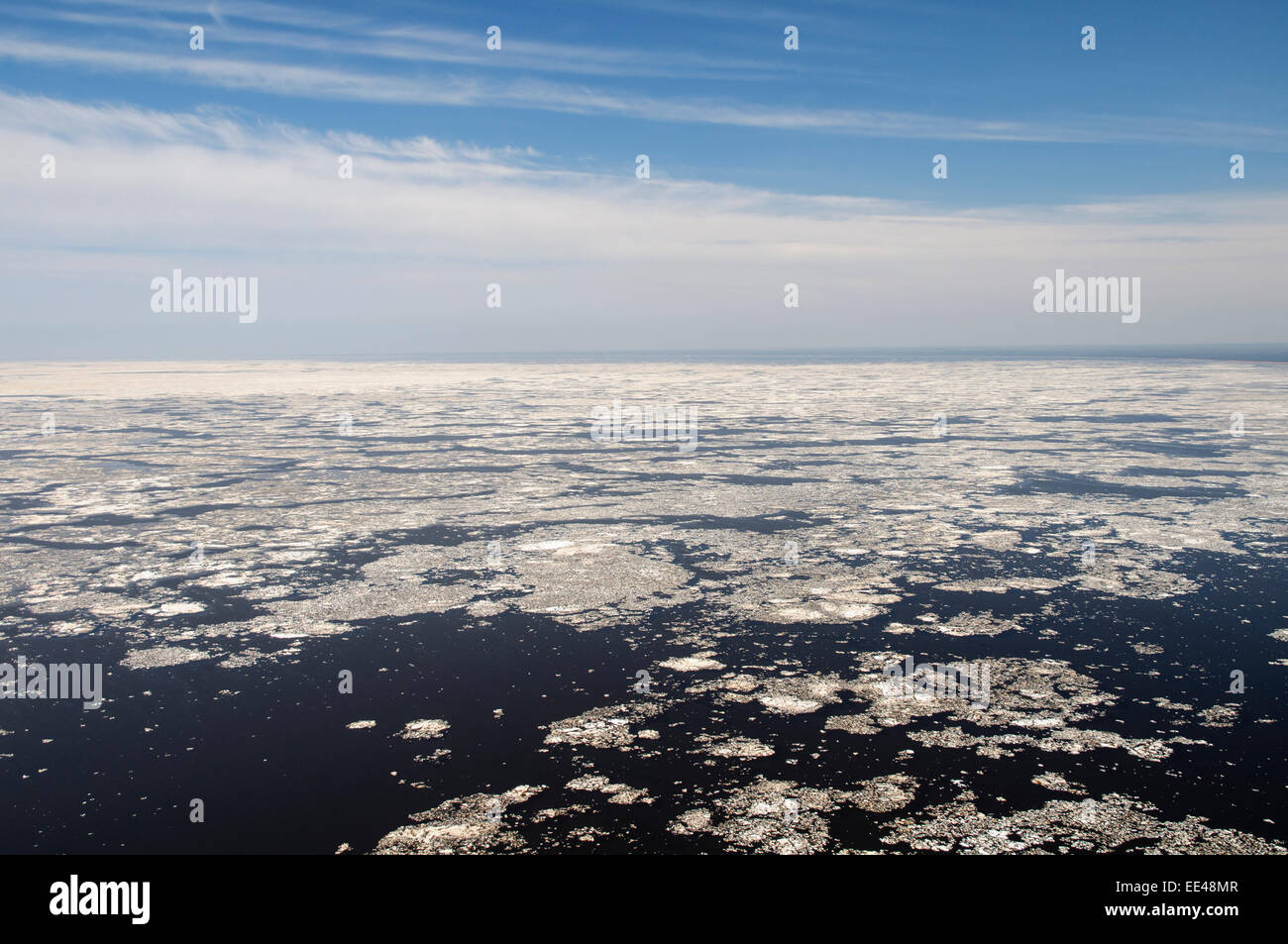 Aerial view of ice floes in the Gulf of Riga, Baltic sea Stock Photo ...