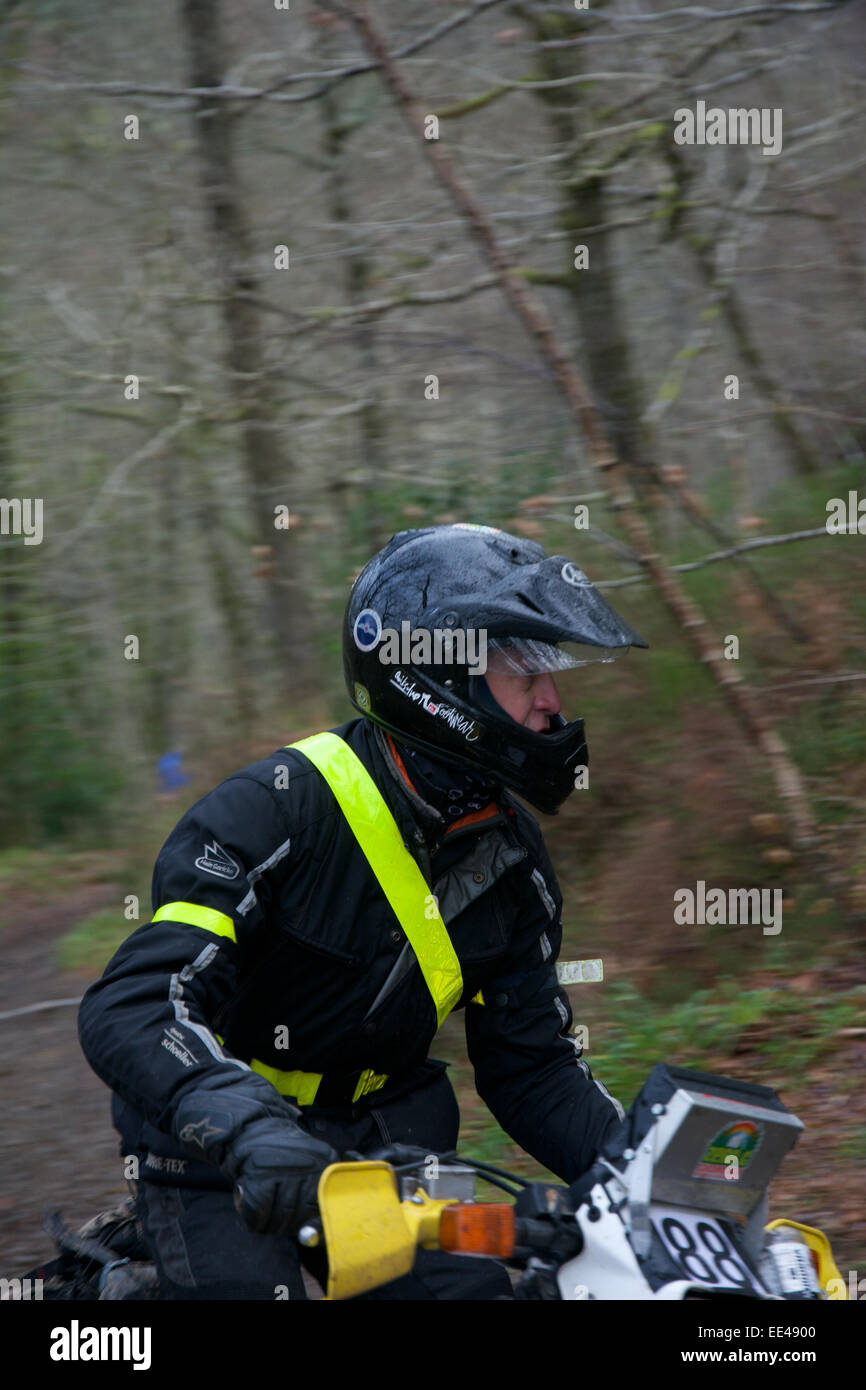 Motorcycle competitors on the Fingle Section of the 2015 Exeter Trial ...