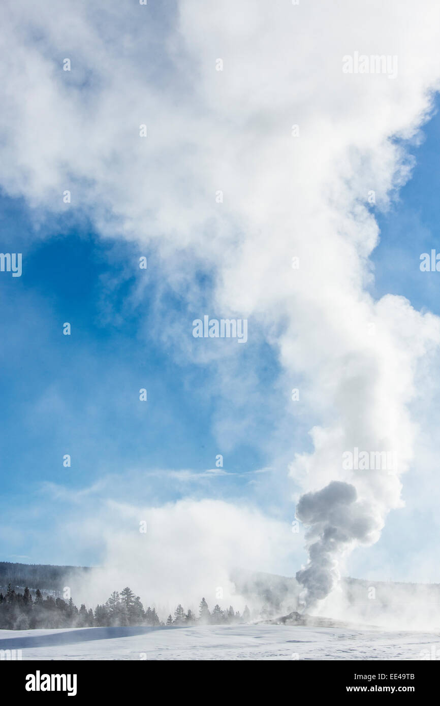Geyser yellowstone snow hi-res stock photography and images - Alamy