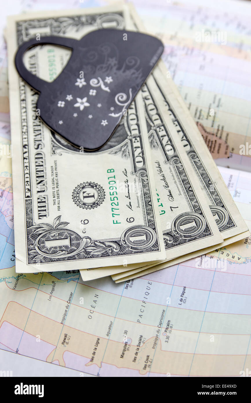 money on the map of america, close up Stock Photo - Alamy