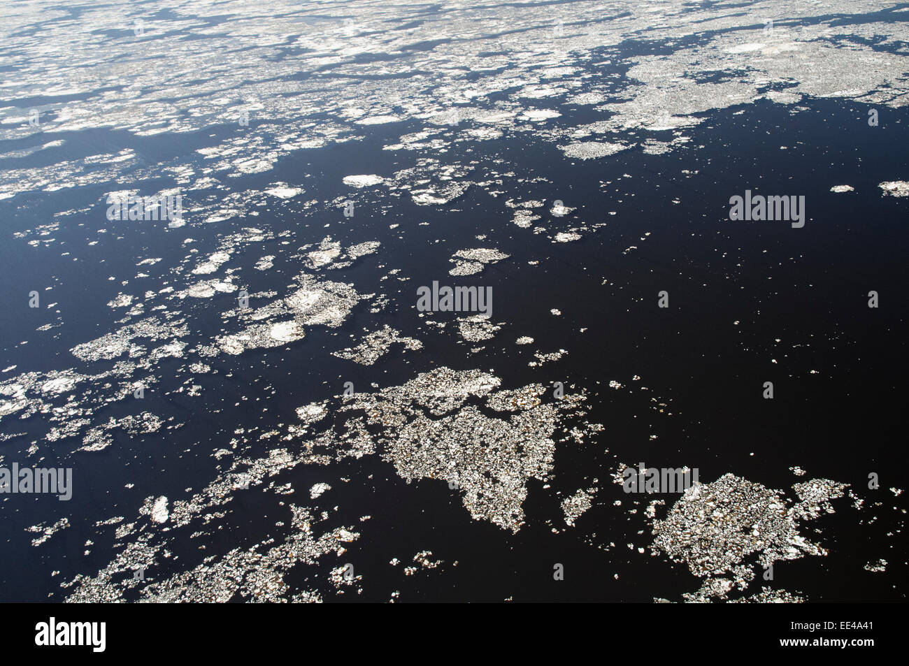 Aerial view of ice floes in the Gulf of Riga, Baltic sea Stock Photo ...