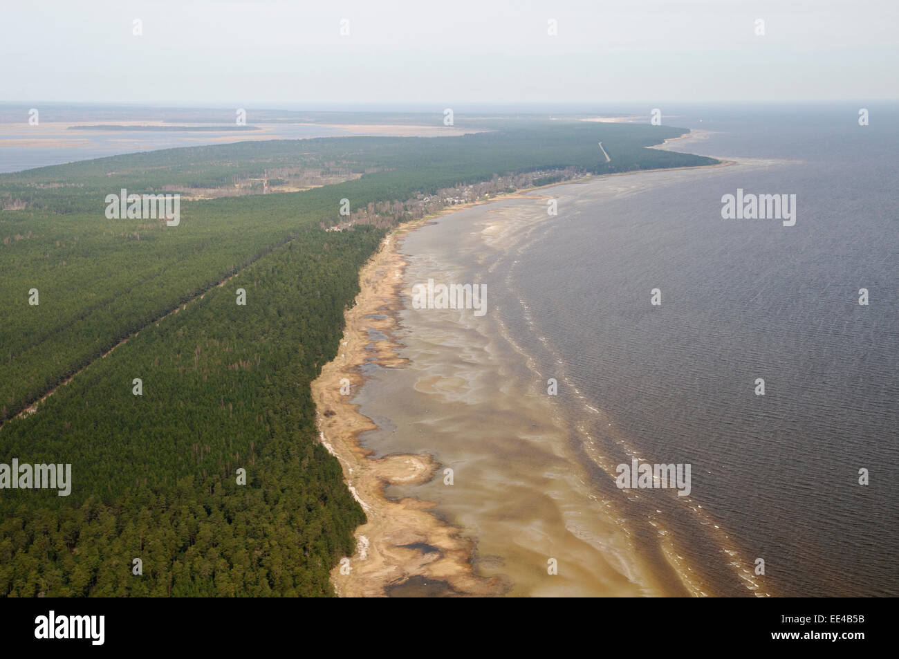 Aerial shot of the western coast of the Gulf of Riga, Baltic Sea Stock ...