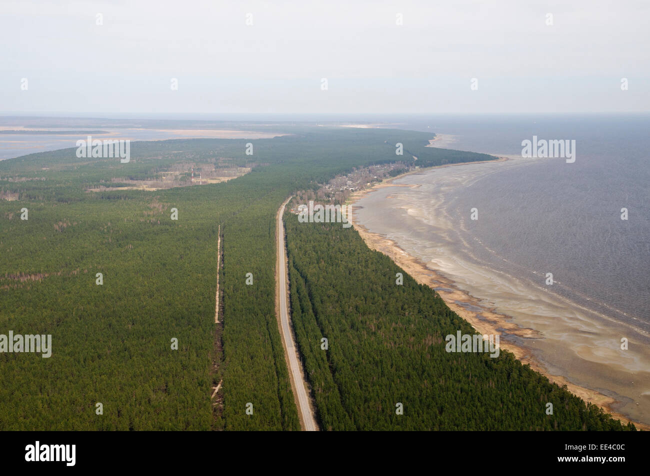 Aerial shot of the western coast of the Gulf of Riga, Baltic Sea Stock ...