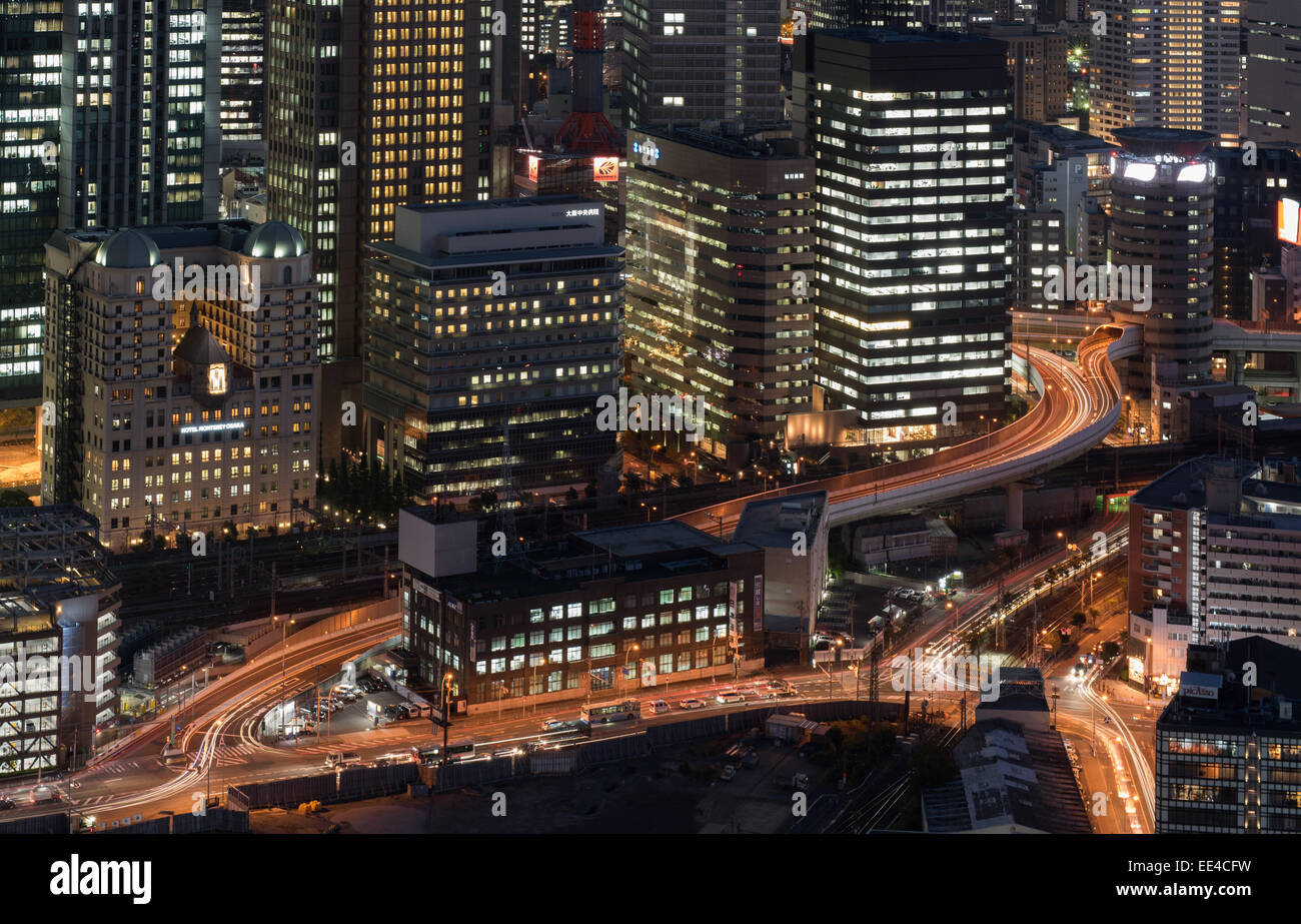 Osaka night skyline Stock Photo - Alamy