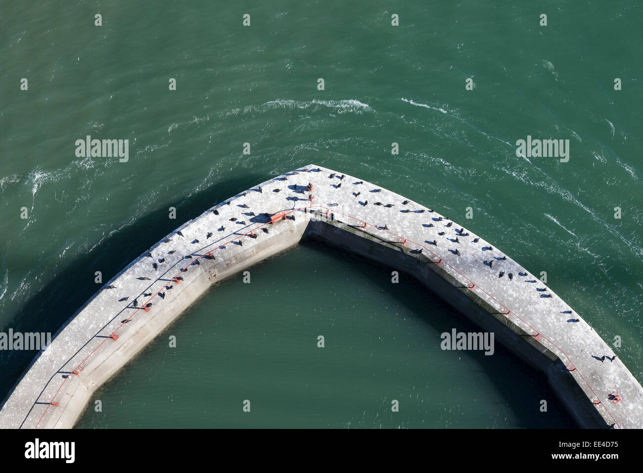 Cement fender on the south tower of the Golden Gate Bridge Stock Photo ...