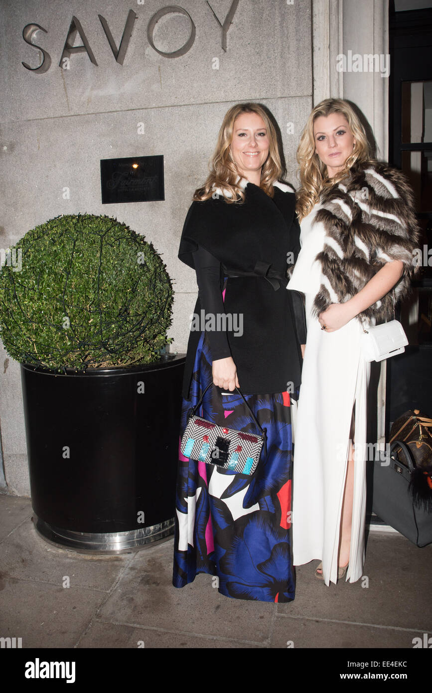 London,UK, 13th January 2015 : Rebecca and Filippa from Fendi guests ...