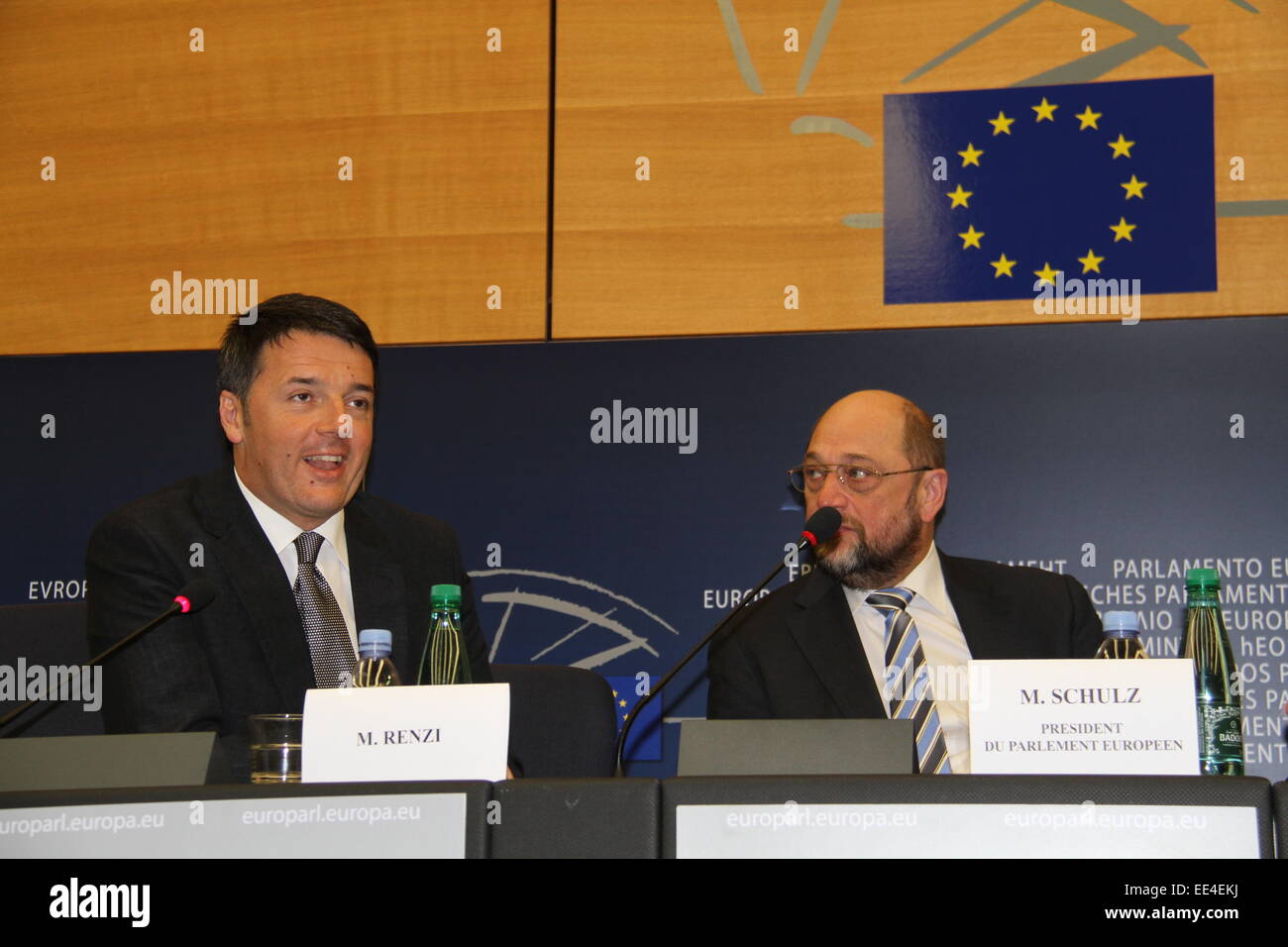 Strasbourg, France. 13th Jan, 2015. Italy's Prime Minister Matteo Renzi ...