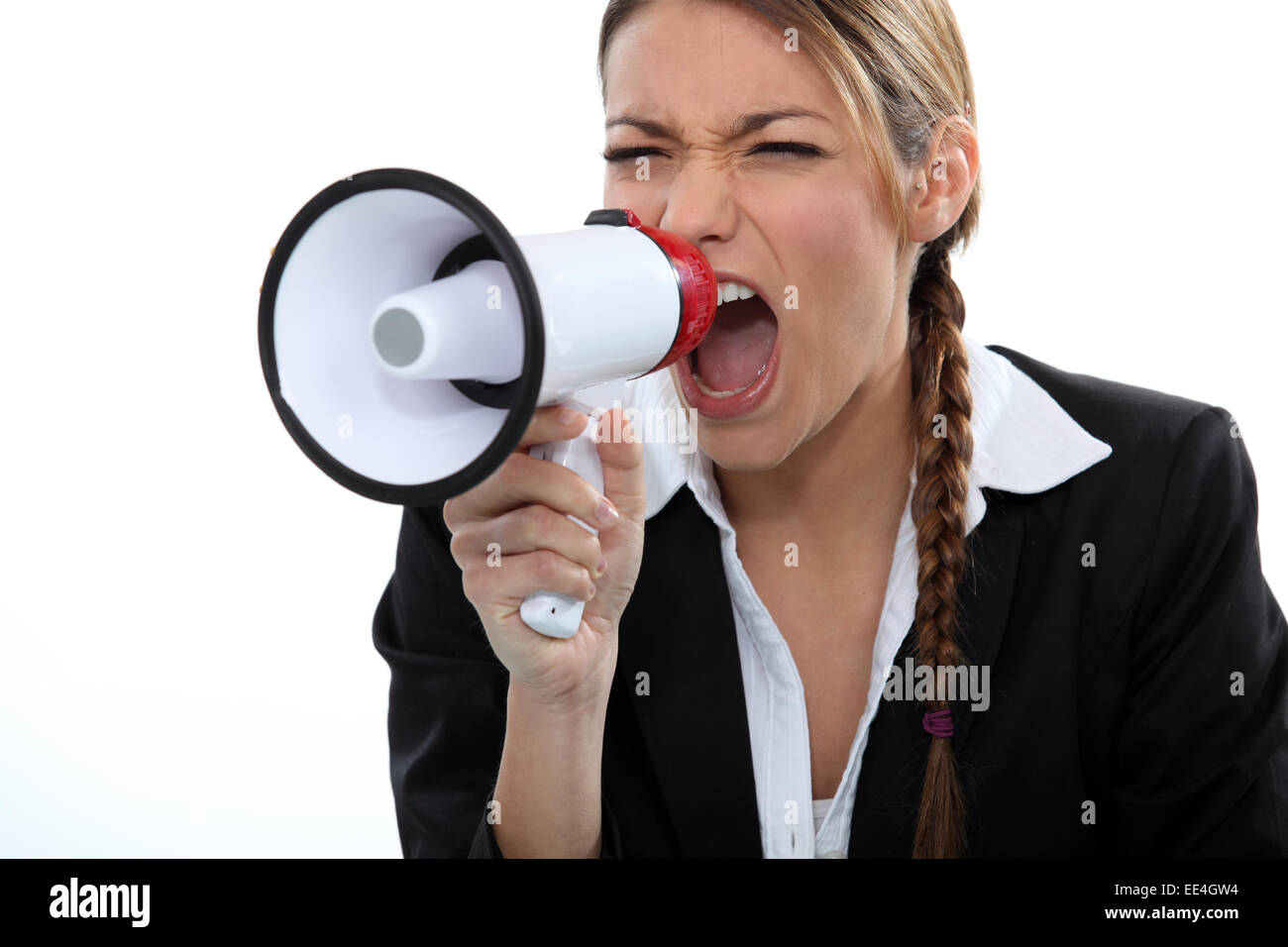 Blonde woman shirt crying hi-res stock photography and images - Alamy
