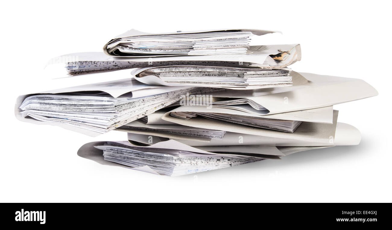 Pile of files in chaotic order isolated on white background Stock Photo ...