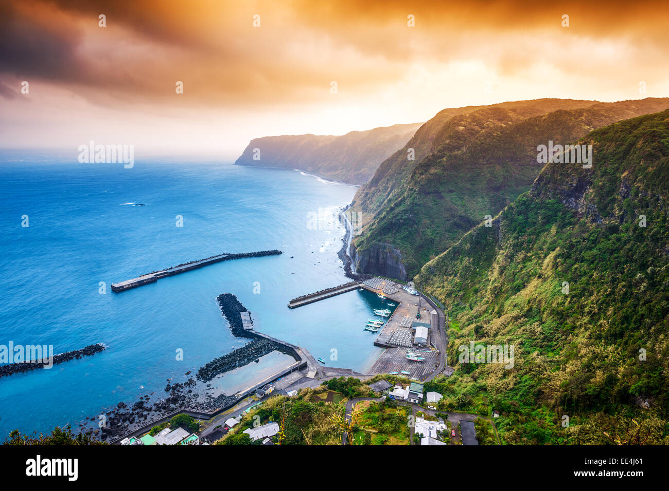 Hachijojima, Island, Tokyo, Japan coastline and harbor Stock Photo - Alamy