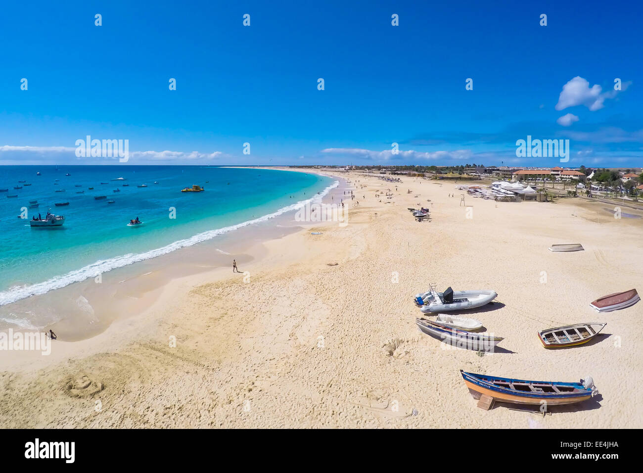 Aerial View Of Santa Maria Beach In Sal Cape Verde Cabo Verde Stock Aerial View Of Santa Maria Beach In Sal Cape Verde Cabo Verde Stock