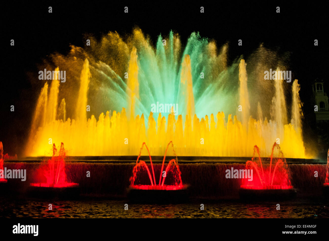 Montjuic Font Magica - magic fountain - at night in Barcelona, Spain ...
