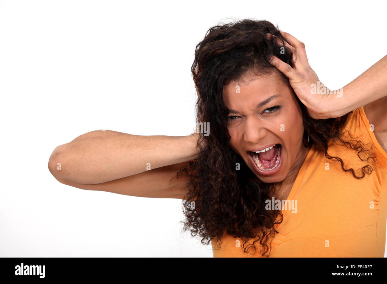 A desperate woman screaming Stock Photo - Alamy